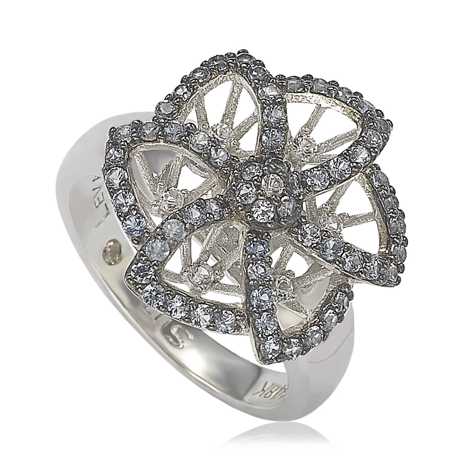 Suzy Levian Suzy Levian Sterling Silver Sapphire And Diamond Abstract