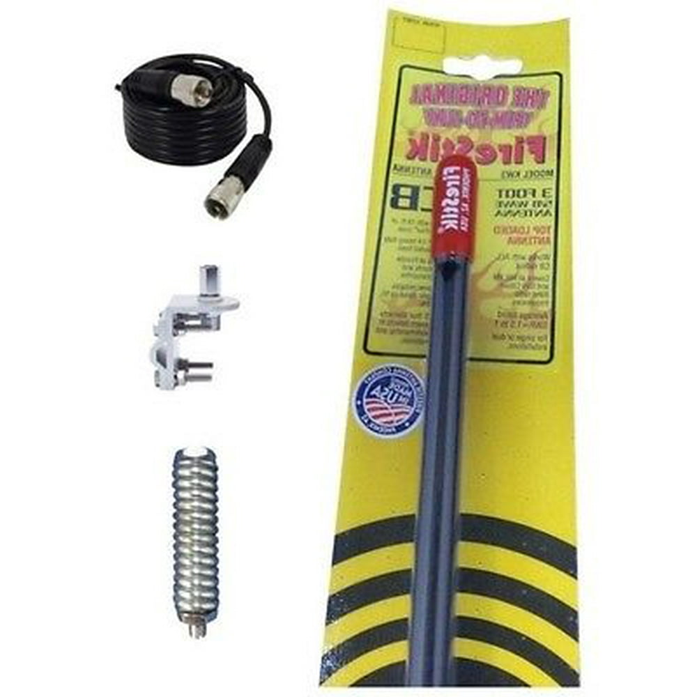 NEW FIRESTIK KW3 B 3FT BLACK CB ANTENNA,9FT COAX, MOUNT & SPRING ...