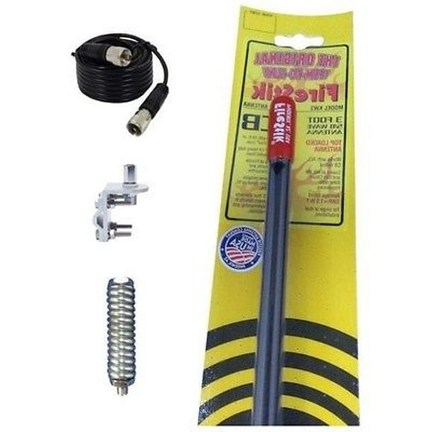 NEW FIRESTIK KW3 B 3FT BLACK CB ANTENNA,9FT COAX, MOUNT & SPRING ...