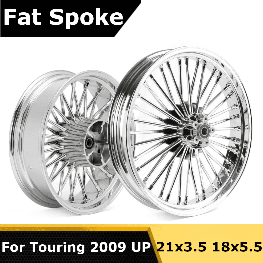 21X3.5 18X5.5 Chrome Fat Spoke Wheels for Harley Touring Bagger FLHTK ...