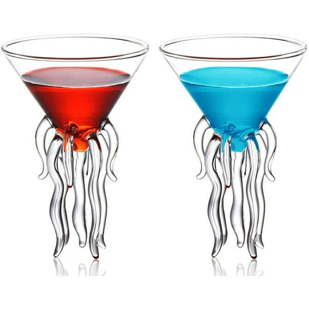 Octopus Cocktail Glass, Transparent Martini Glass Creative Jellyfish ...