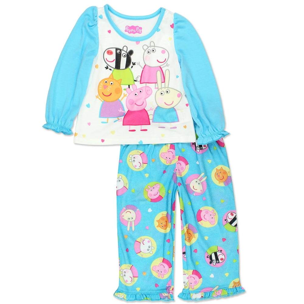 Peppa Pig - Peppa Pig Girls Toddler Soft Polyester Long Sleeve Pajamas ...