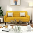 Jerry Guo 3-Piece Tufted Linen Armchair and Loveseat Set Yellow ...