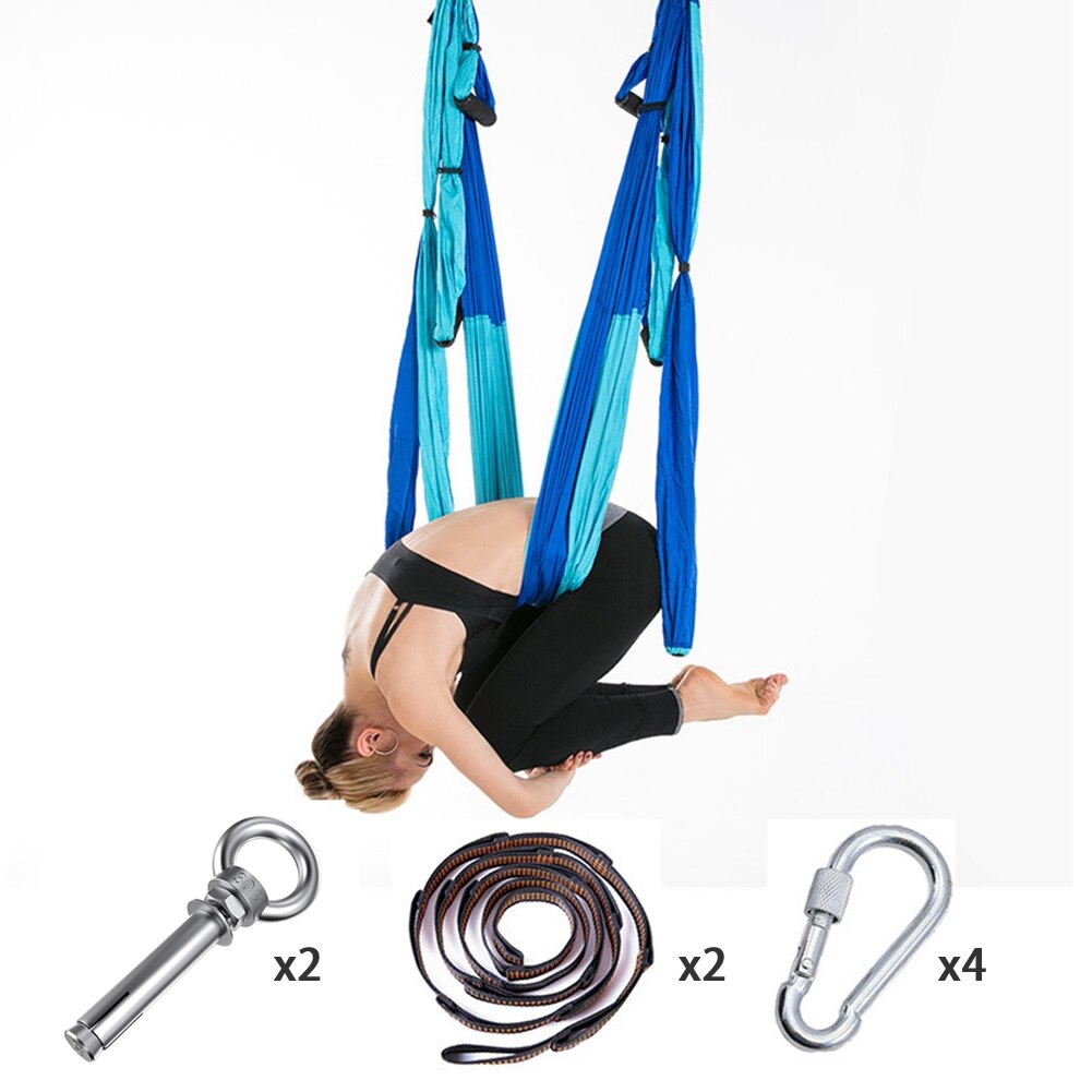 Nylon Aerial Yoga Hammock Set Pilates Body Shaping Exercises Hanging ...