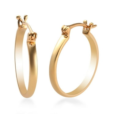 Gold-Tone over Sterling Silver 2mm Twist Round Hoop Earrings - Walmart.com