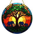 Acrylic Round Hanging Ornament 8x8 Inch, Tree of Life with Elephants ...