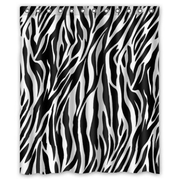 GreenDecor Pink Zebra Print And Stripes Lines Waterproof Shower Curtain ...