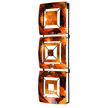 Vertical 3-Panel Metal Wall Decor - Copper, Brown And Orange Lacquered ...