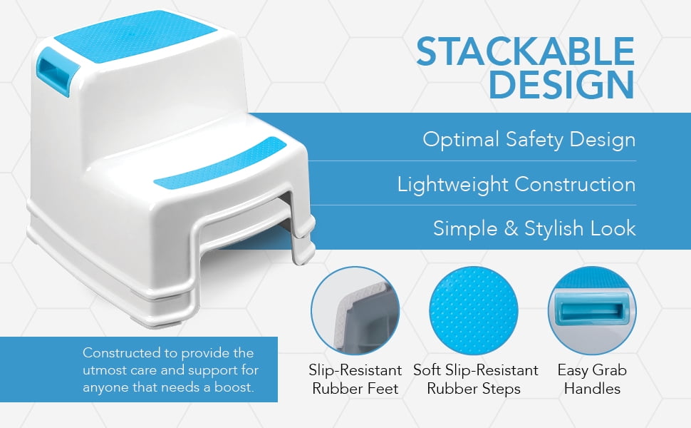 Two Step Kids Step Stools – 2 Pack, Blue| Child, Toddler Safety Steps ...