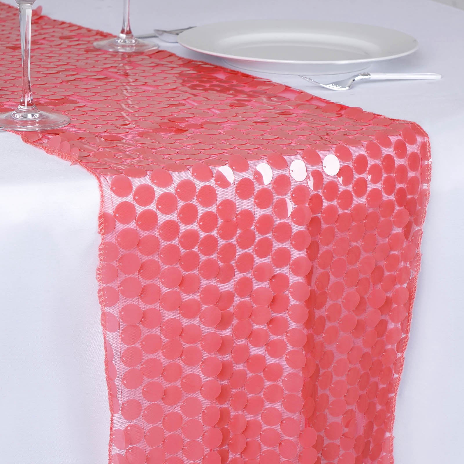 Efavormart Premium Coral Sequin Restaurant Table Top Runners For ...