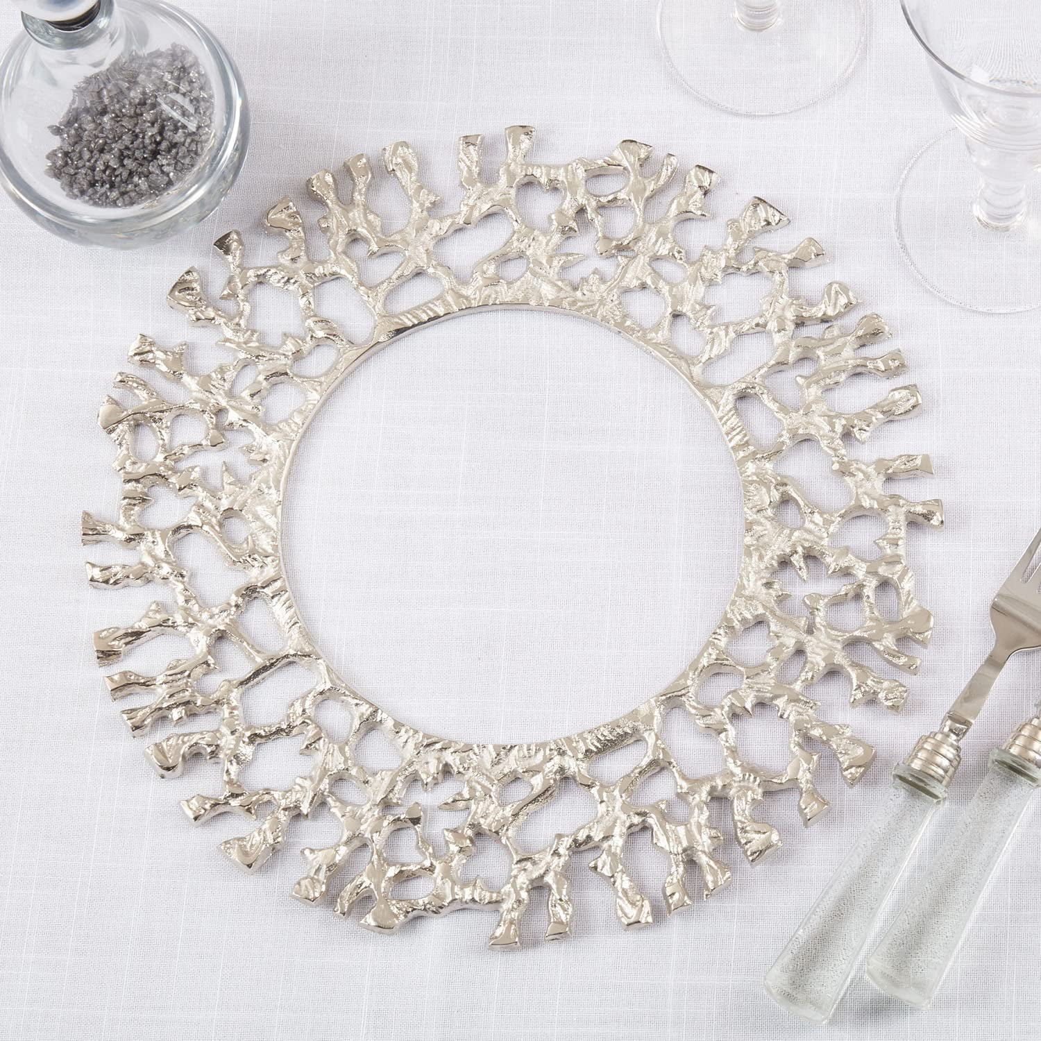 Fennco Styles Modern Coral Rim Aluminum Charger Plates 13" Round, 1 ...