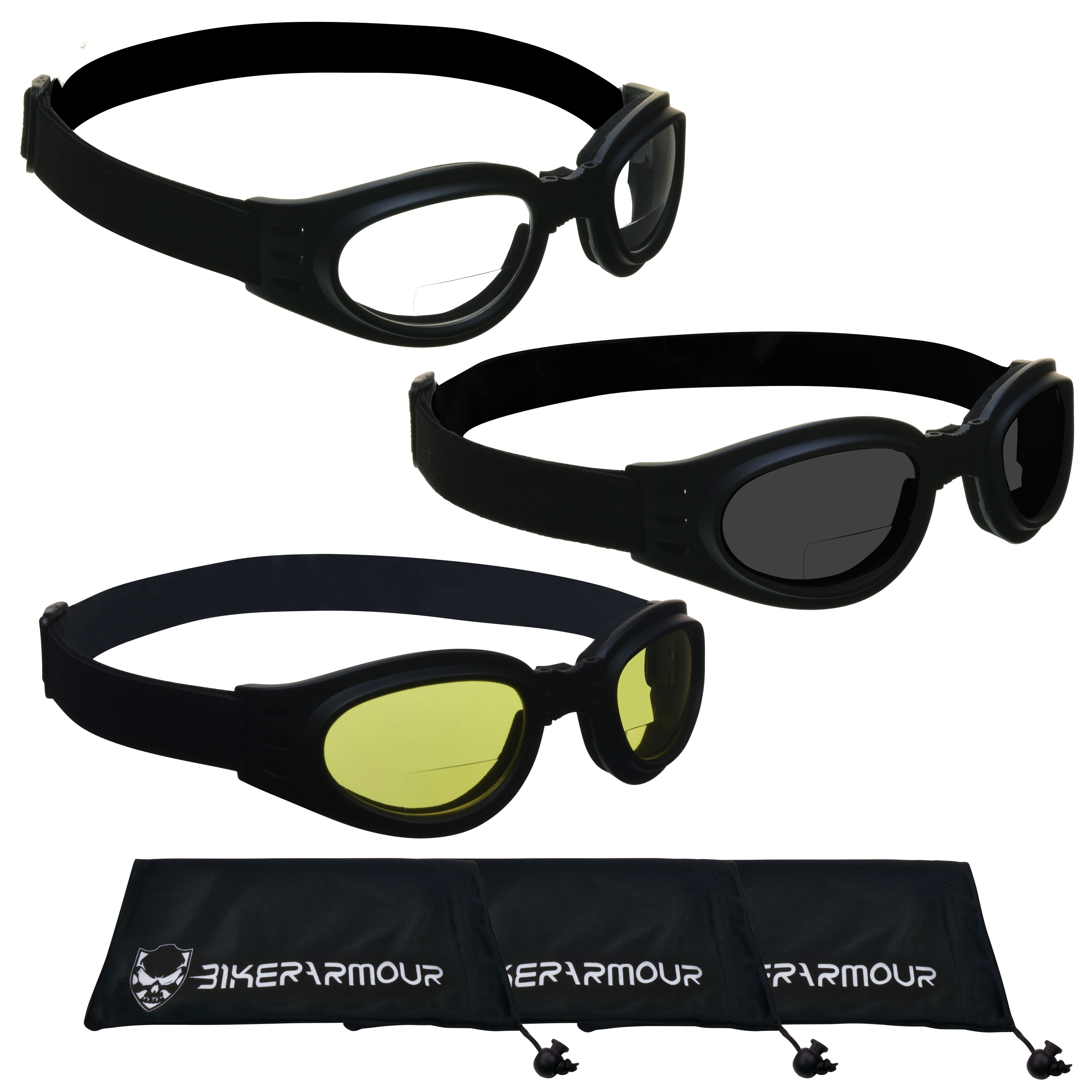 Bikershades Motorcycle BIFOCAL Safety GogglesReader Foldup Clear Gray ...