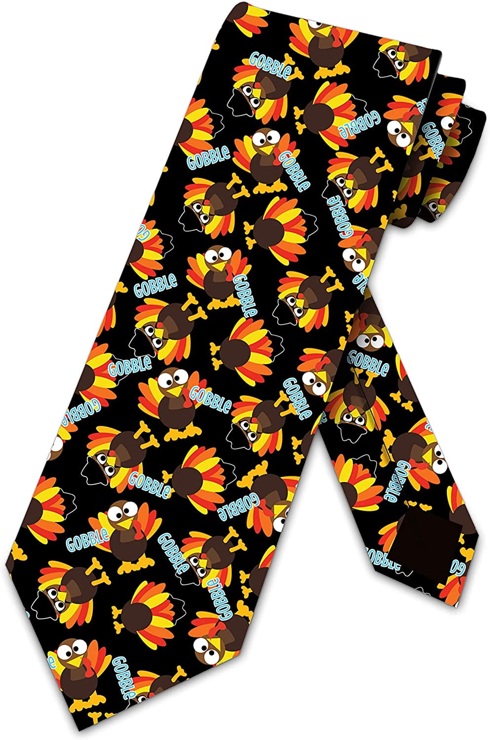 Turkey Neckties Thanksgiving Ties Mens Holiday Neck Tie Black by The ...