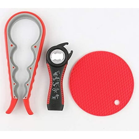 Jar Opener Bottle Opener and Ring Pull Can Opener,5 in 1 Multi Function Can Opener with for Weak ...
