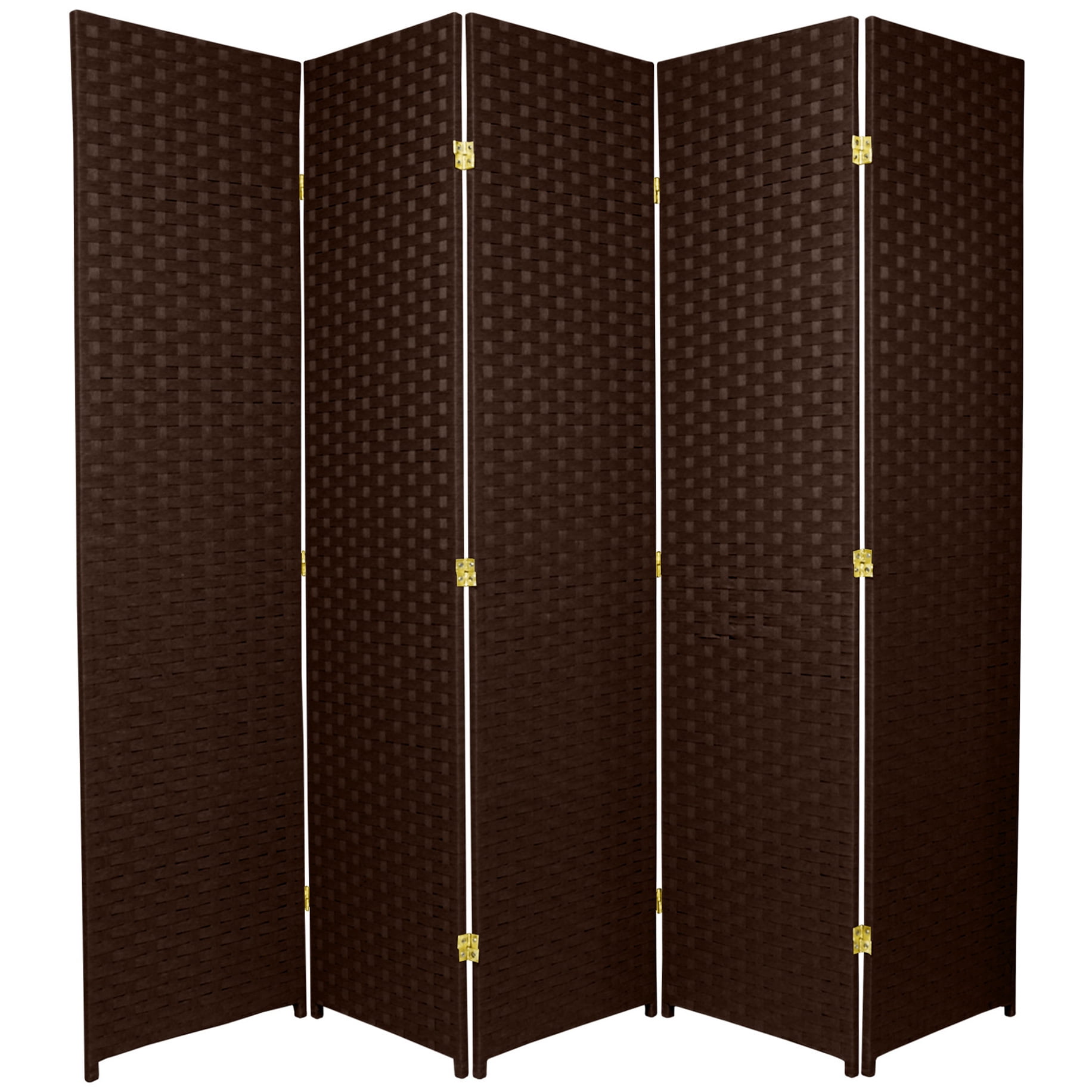6 ft. Tall Woven Fiber Room Divider - 5 Panel - Dark Mocha - Walmart.com