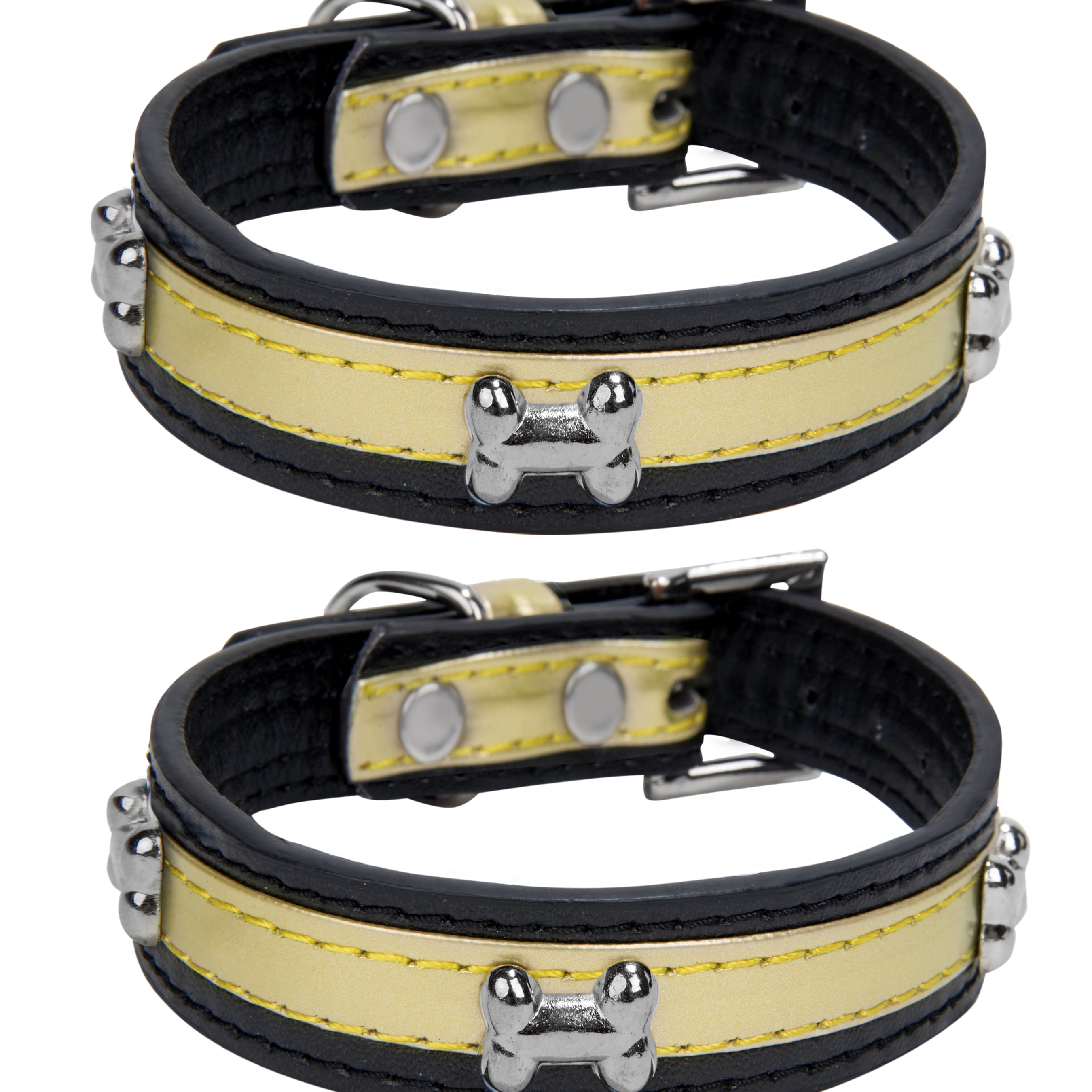 2 Pack of Classic Pet Comfy Adjustable Puppy Bone Dog Collar - Walmart.com