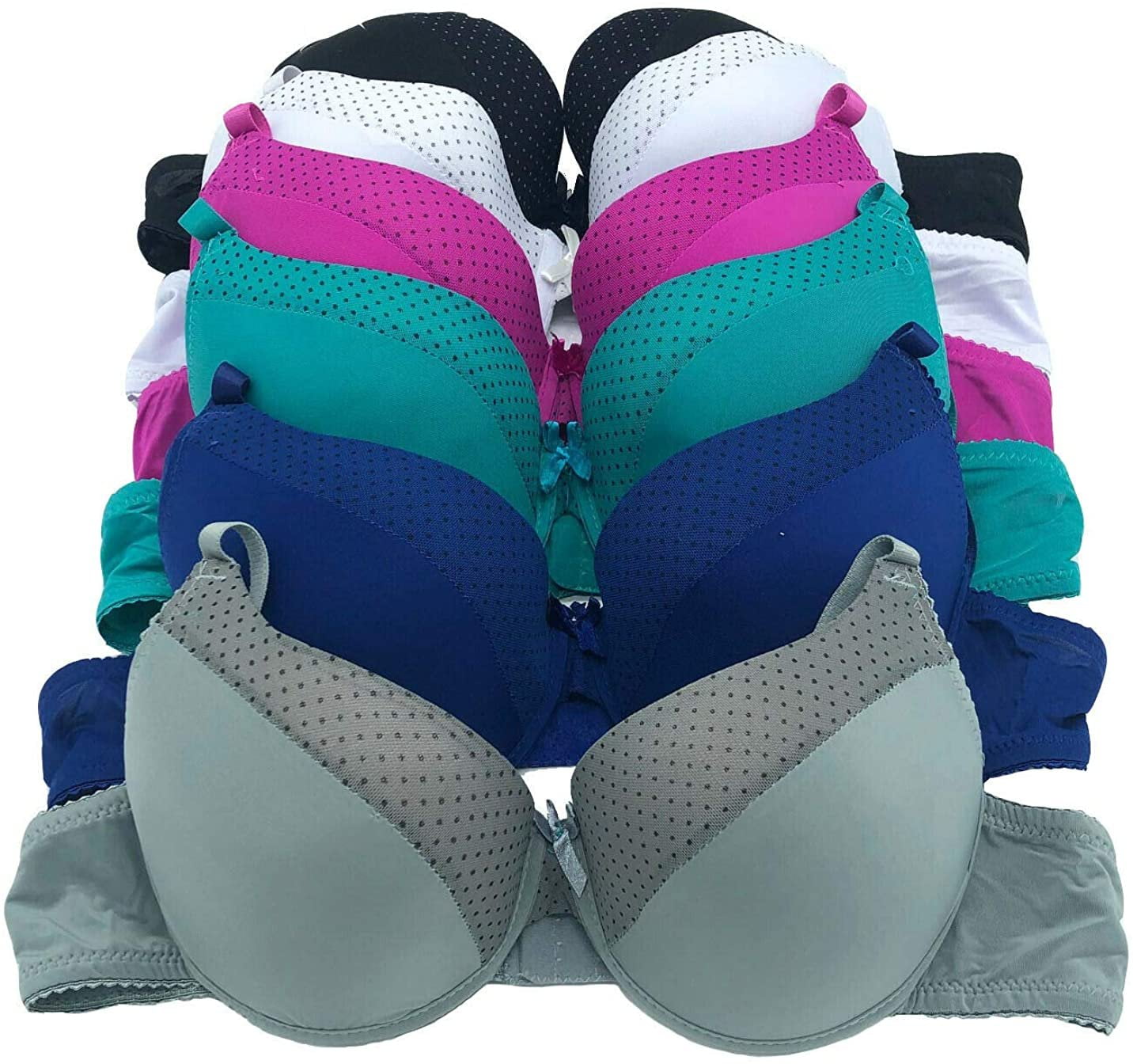 6 Pieces Full Cup Lace Gentle Push Up Pushup Bra B C (32B) - Walmart.com