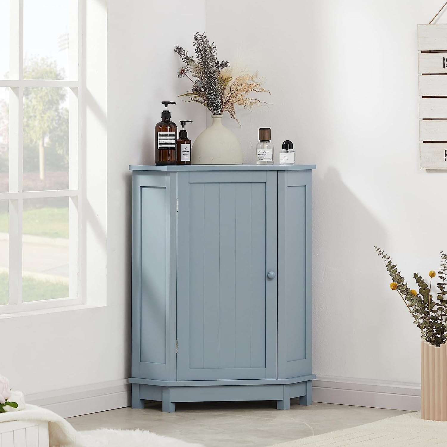 Triangle Bathroom Storage Cabinet - Floor Freestanding Cabinet with ...