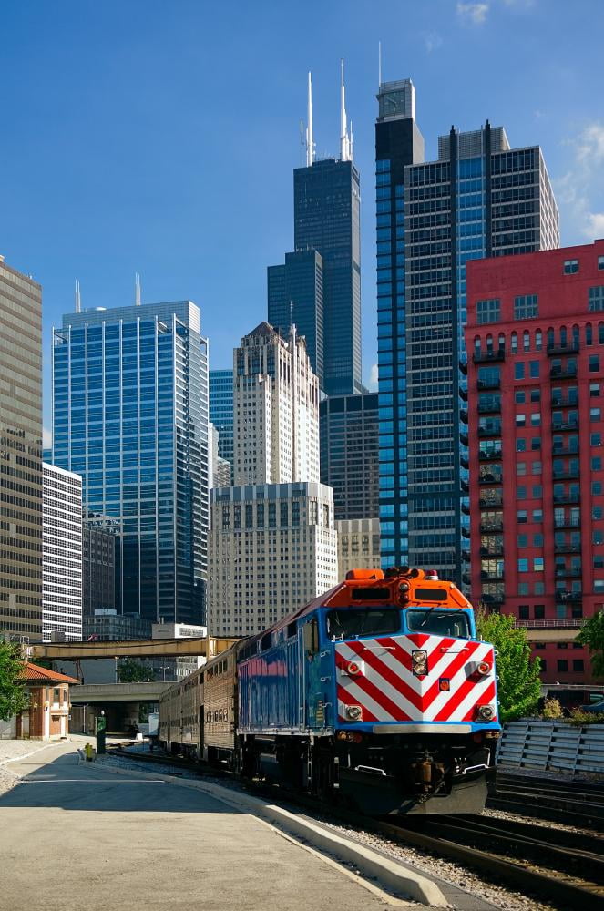 Wallmonkeys Chicago Metra Train Peel and Stick Wall Decals Mural ...