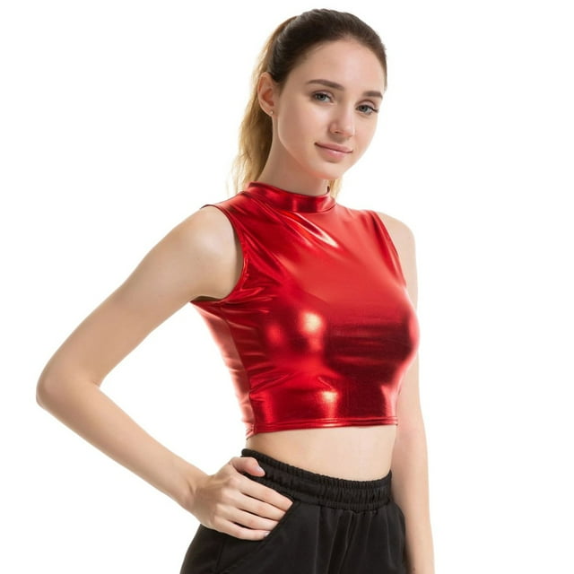 Baywell Women's Metallic Shining Camisole Club Party Glitter Disco ...