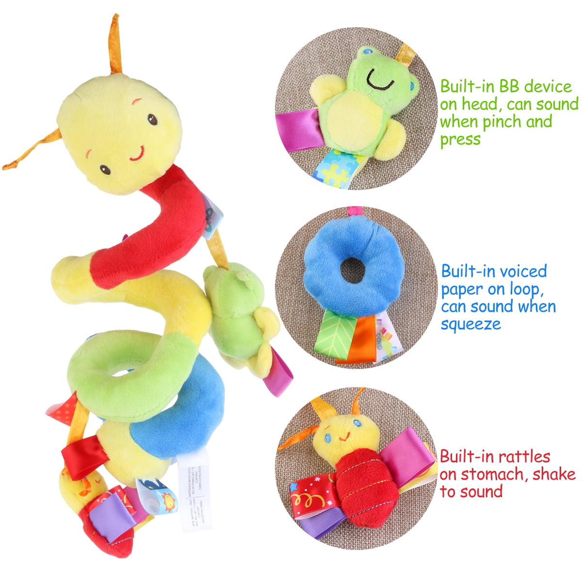 Pixnor Kid Baby Crib Cot Pram Hanging Rattles Spiral Stroller & Car ...