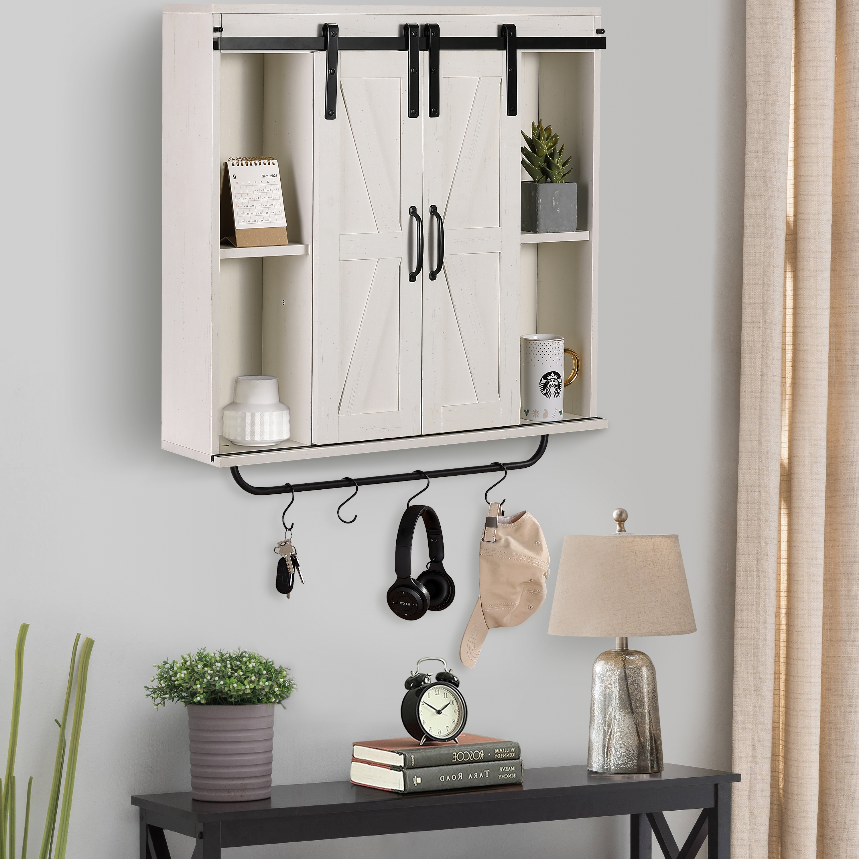 Buy Rustown Rustic Wood Wall Storage Cabinet with Two Sliding Barn Door ...