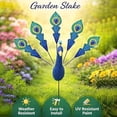 Decorative Garden Stakes for Potted Plants, Resin & Metal Peacock Plant ...