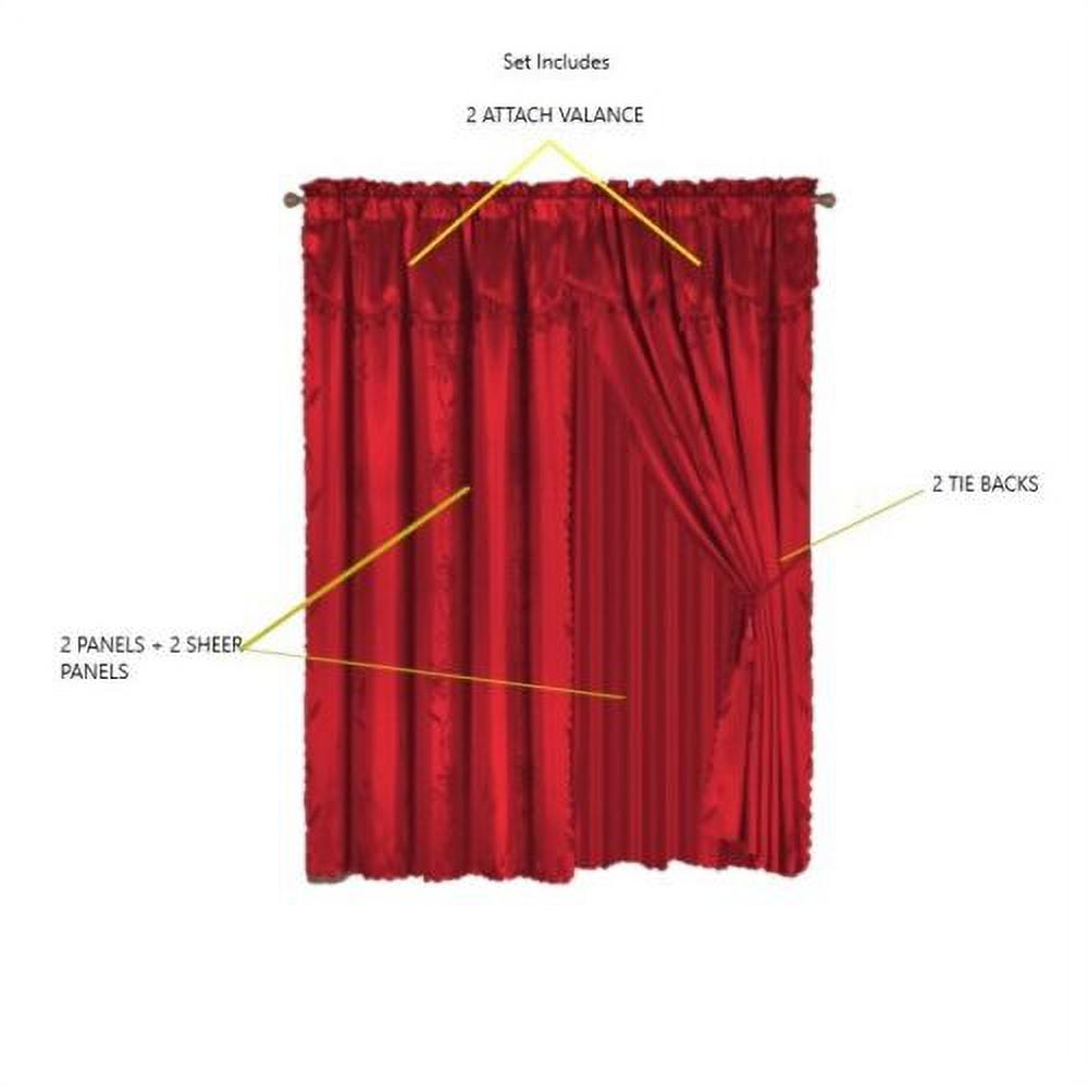 Complete luxury set 8 piece window curtain panels Nada Red 120 Inches ...