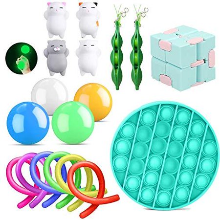 Justch Sensory Fidget Toys Set 18 Pack, Bubble Fidget+Mini Mochi ...