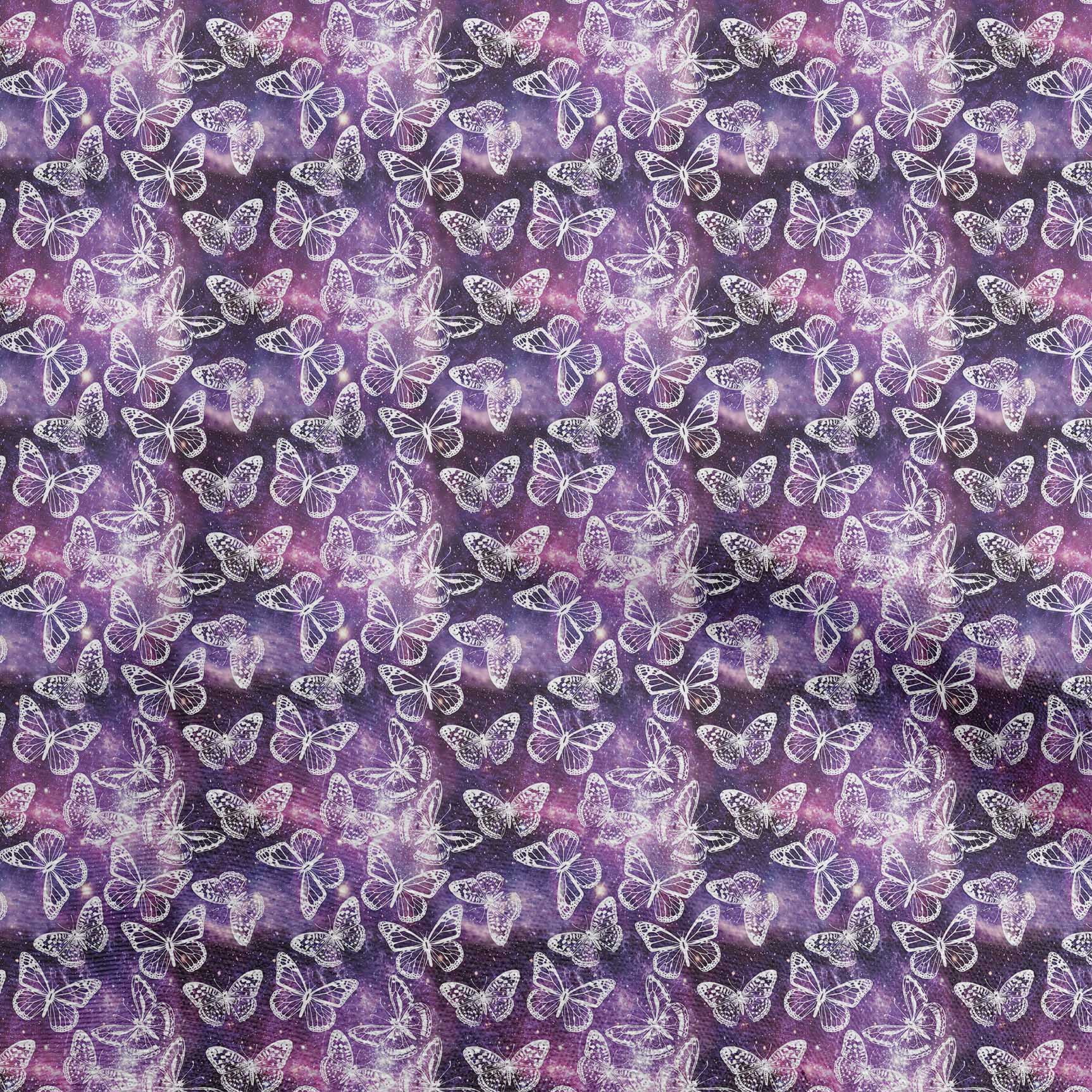oneOone Cotton Silk Purple Fabric Butterflies Sewing Material Print ...