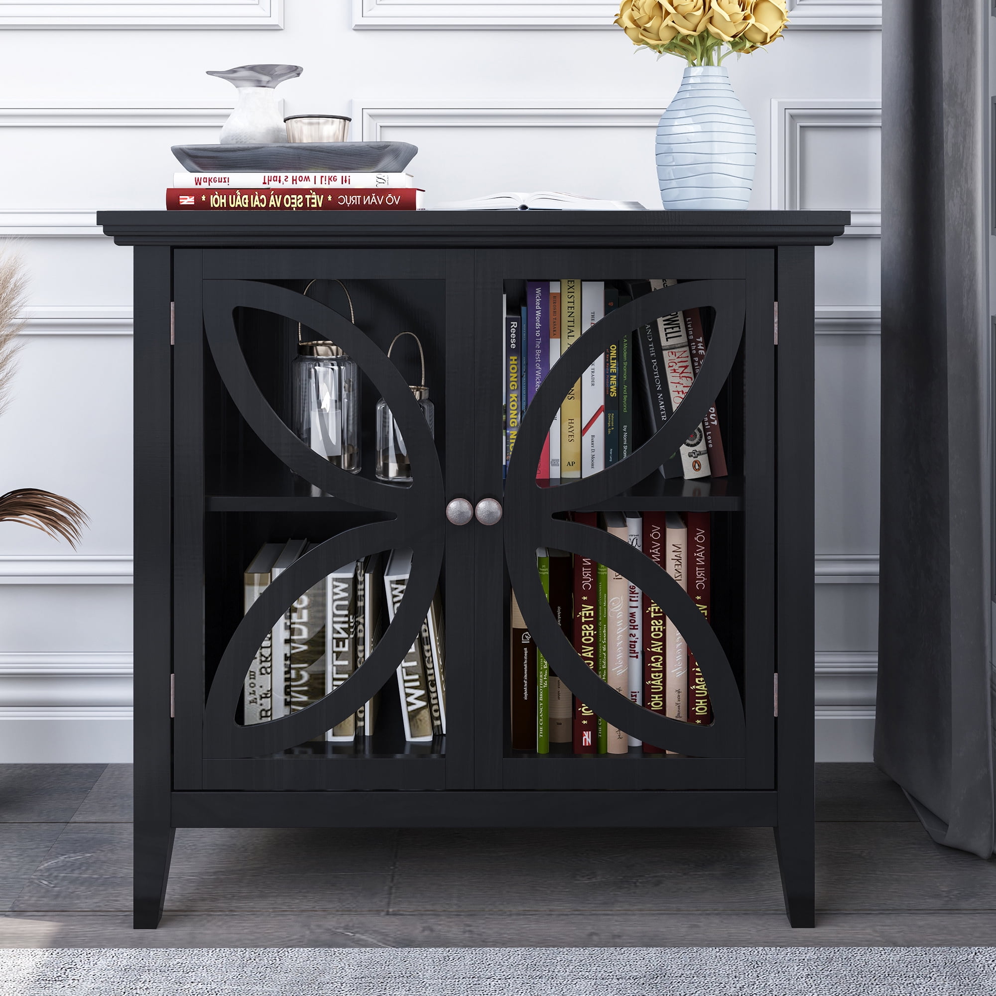 Cfowner Accent Storage Cabinet, Wooden Cabinet with Decorative ...