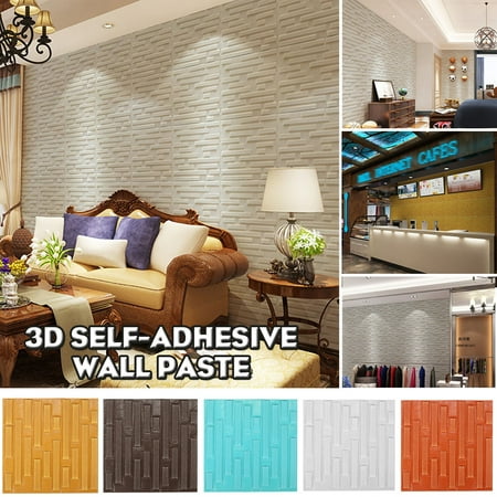 10Pc 3D Self-adhesive Wall Sticker Foam Brick Pattern Environmental ...