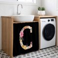 Black Letter C Flower Cabinet Curtains 35" W x 35" L Watercolor ...
