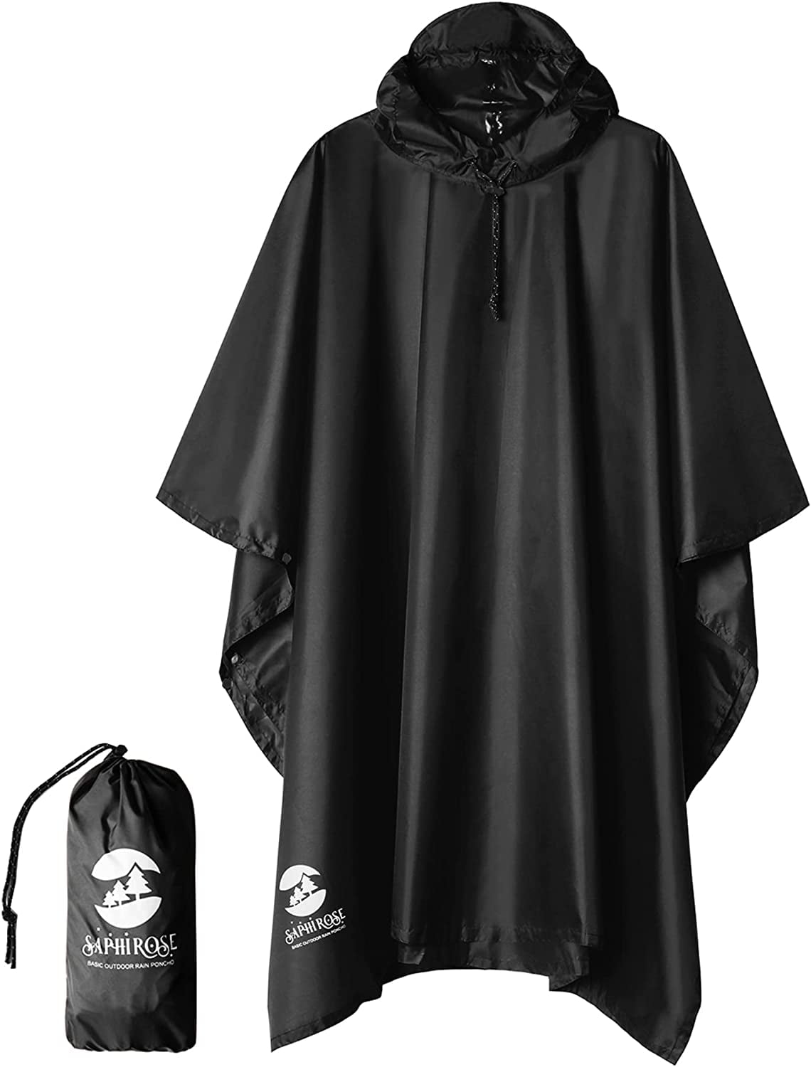 SaphiRose Hooded Rain Poncho for Adult with Pocket, Waterproof ...
