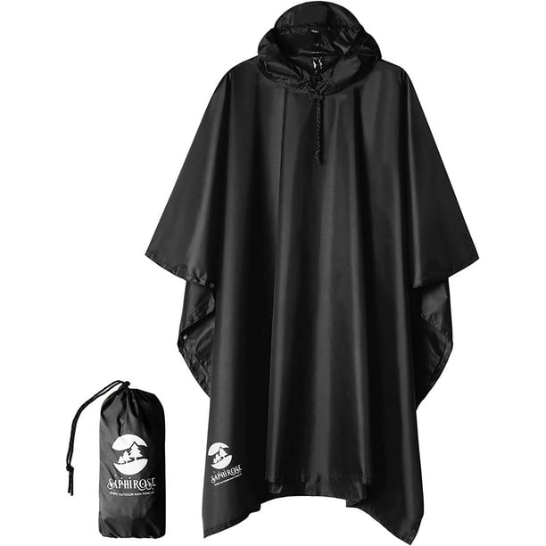 SaphiRose Hooded Rain Poncho for Adult with Pocket, Waterproof ...