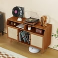 Wirrytor Rattan Record Player Stand, Wood Storage Table Turntable Stand ...