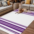 Dark Purple and White Striped Outdoor Rug, Modern Minimalist Vertical ...