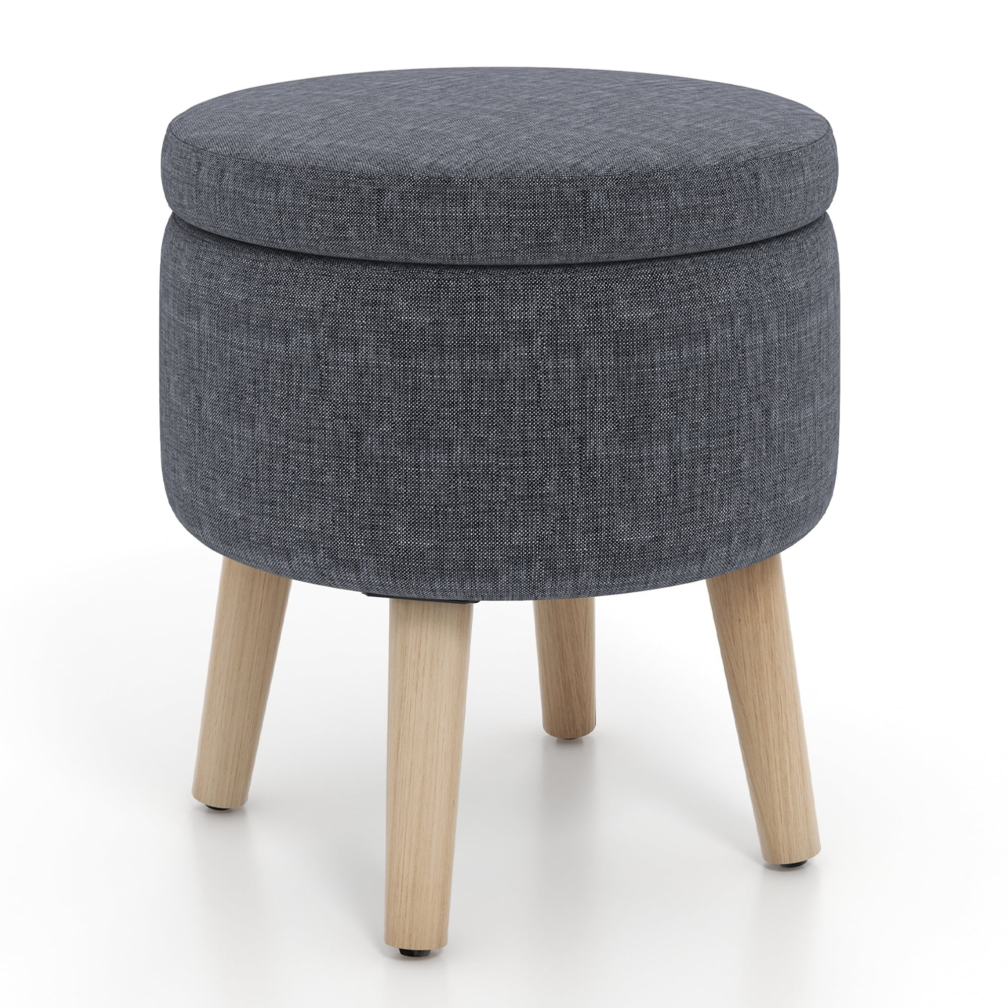 Costway Round Storage Ottoman Accent Storage Footstool with Tray for ...