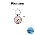 Cavachon Head Dog Floral Motif Pink Background Metal Round Keychain ...