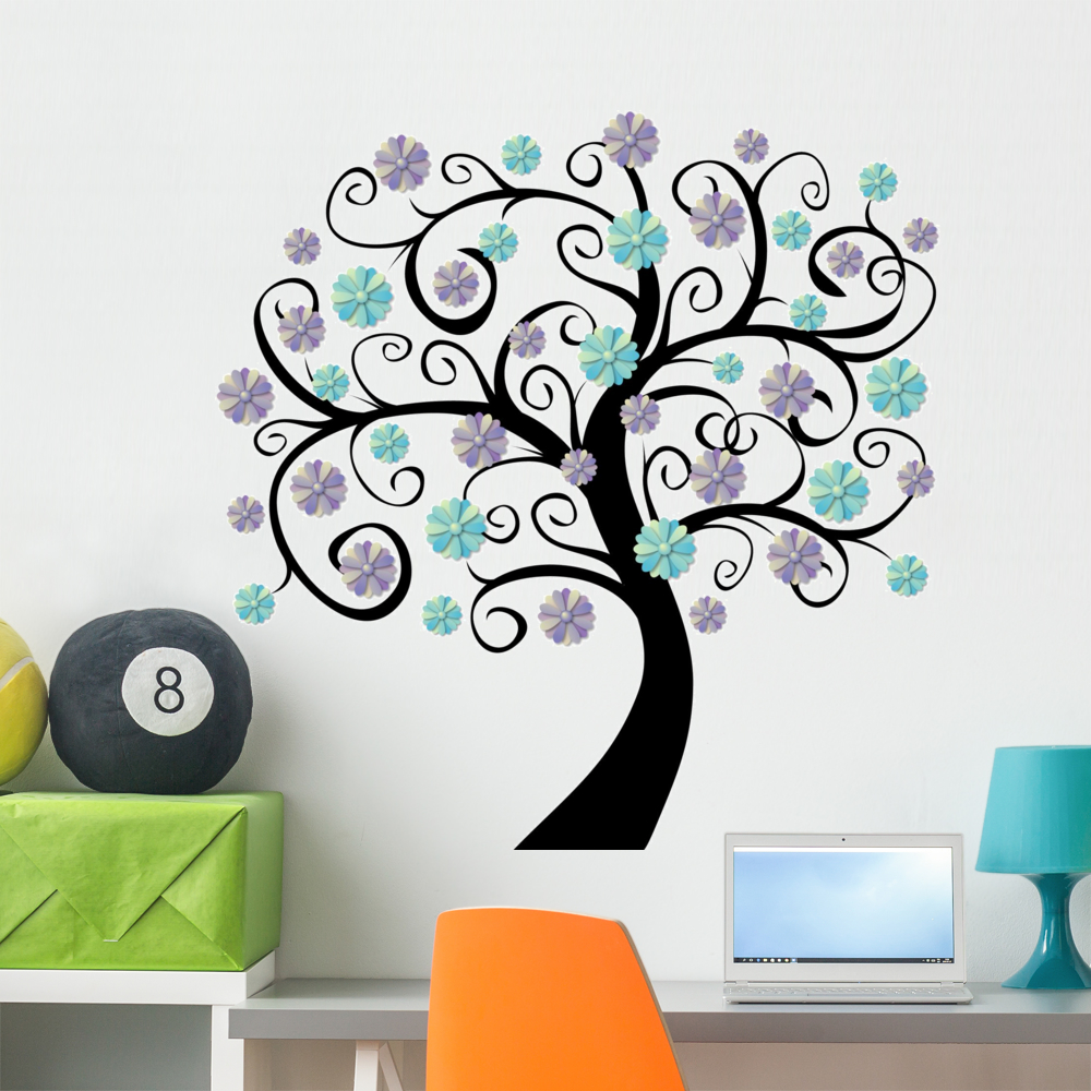 Blue Blossom Wall Decal Sticker by Wallmonkeys Vinyl Peel and Stick ...