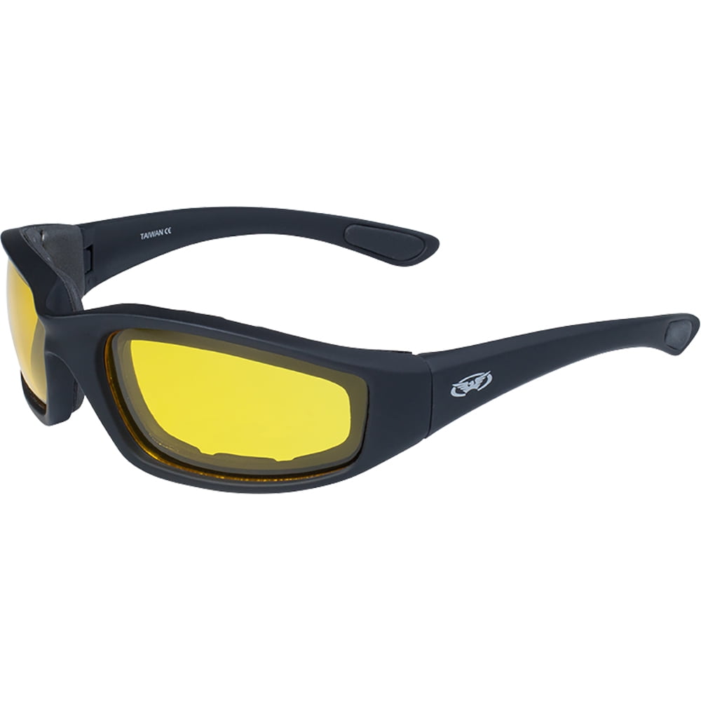 Kickback Foam Padded Motorcycle Riding Sunglasses ATV Yellow Lens W ...