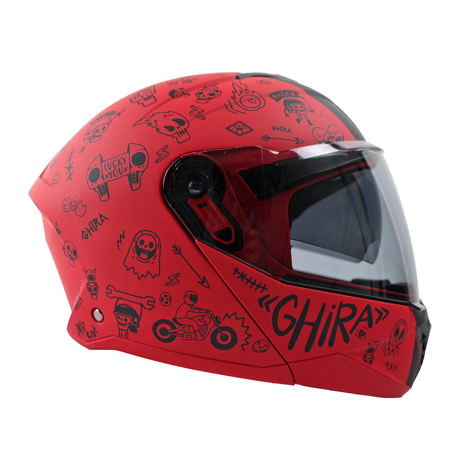 Casco Ghira Gh1000Pro Rojo Negro Toon Craze Mate Mica Humo Aba Svs rojo ...