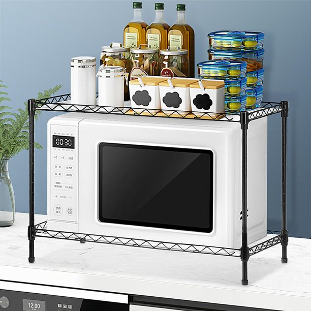 Adjustable Microwave Oven Rack, Countertop Microwave Oven Storage Shelf ...