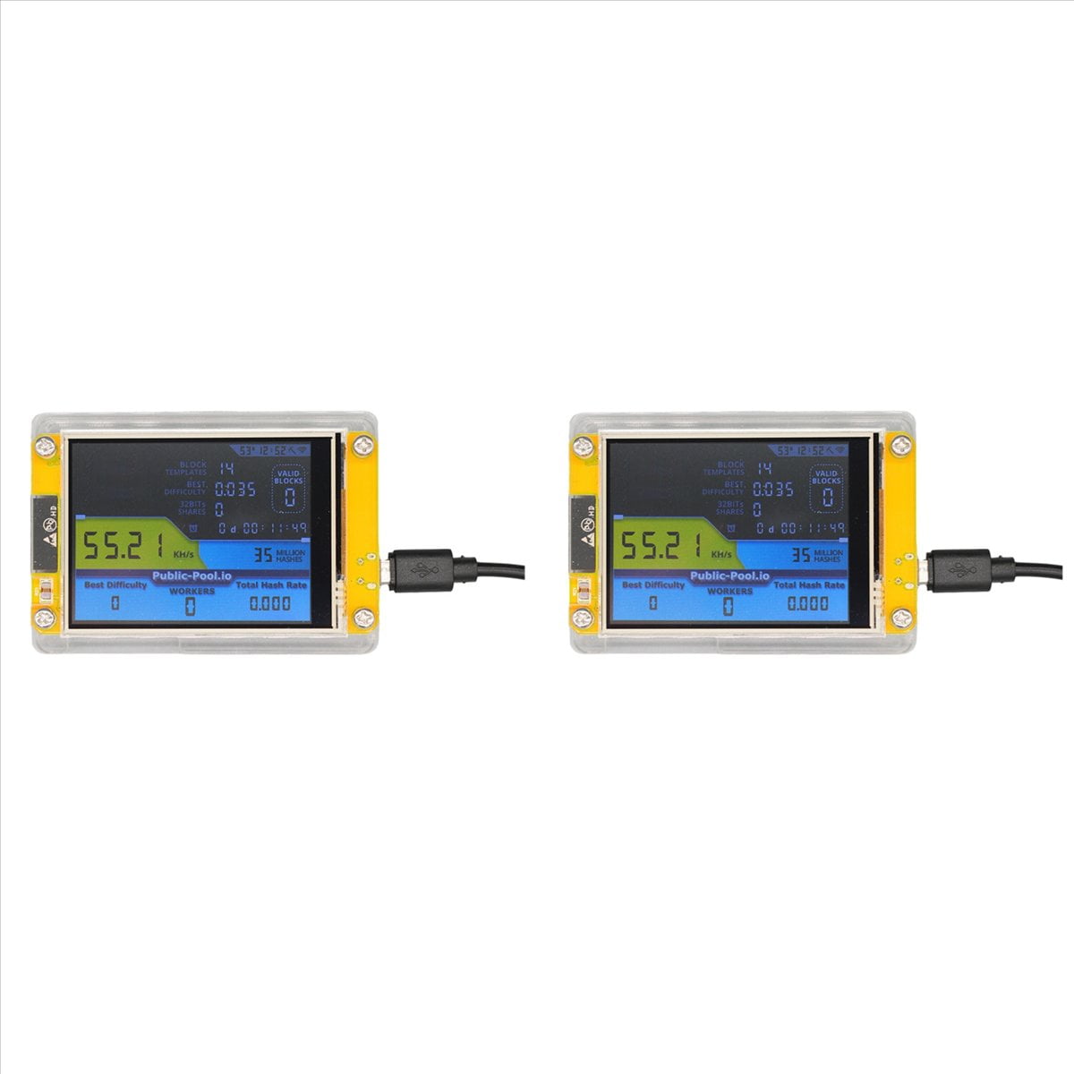 2X Bitcoin Nerd Miner V2 55-56KH/S 2.8 Inch Display BTC Nerdminer Smart ...