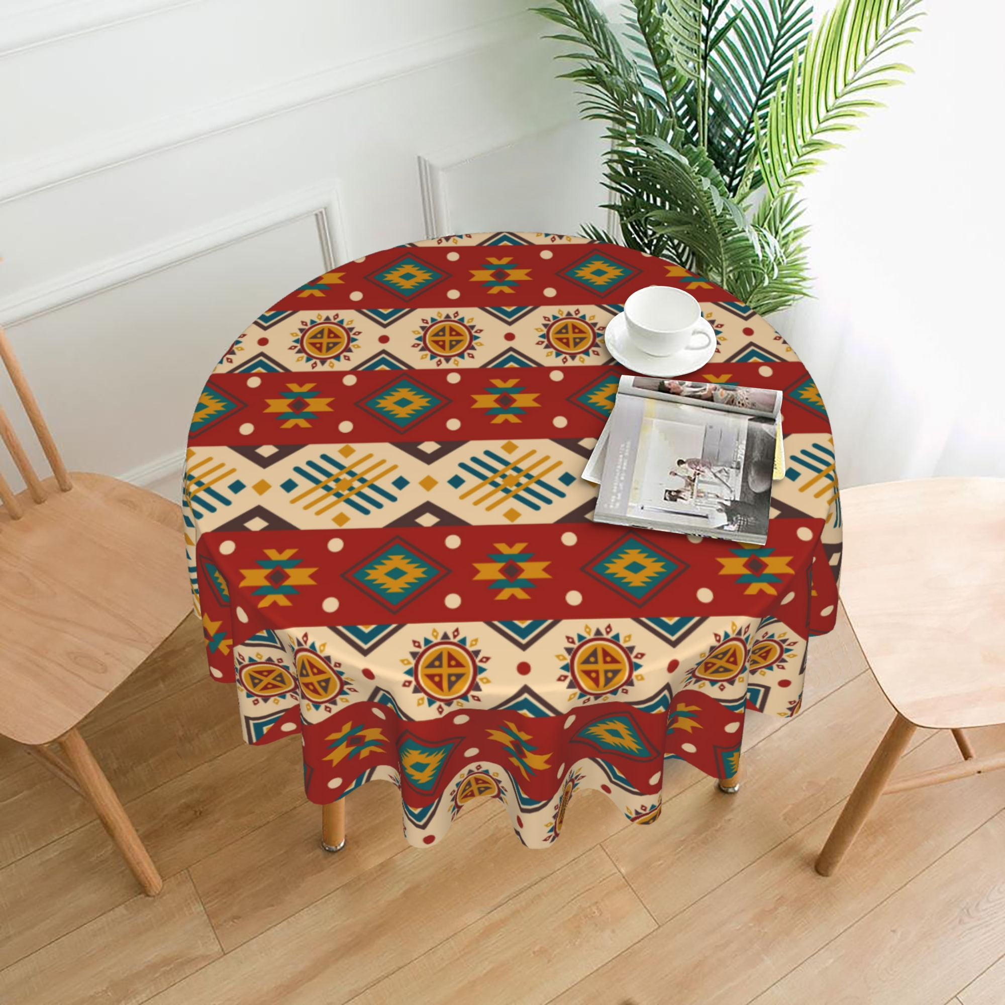 ZICANCN Round Table Cloths 60 Inch, Boho Southwestern Aztec Style Table ...