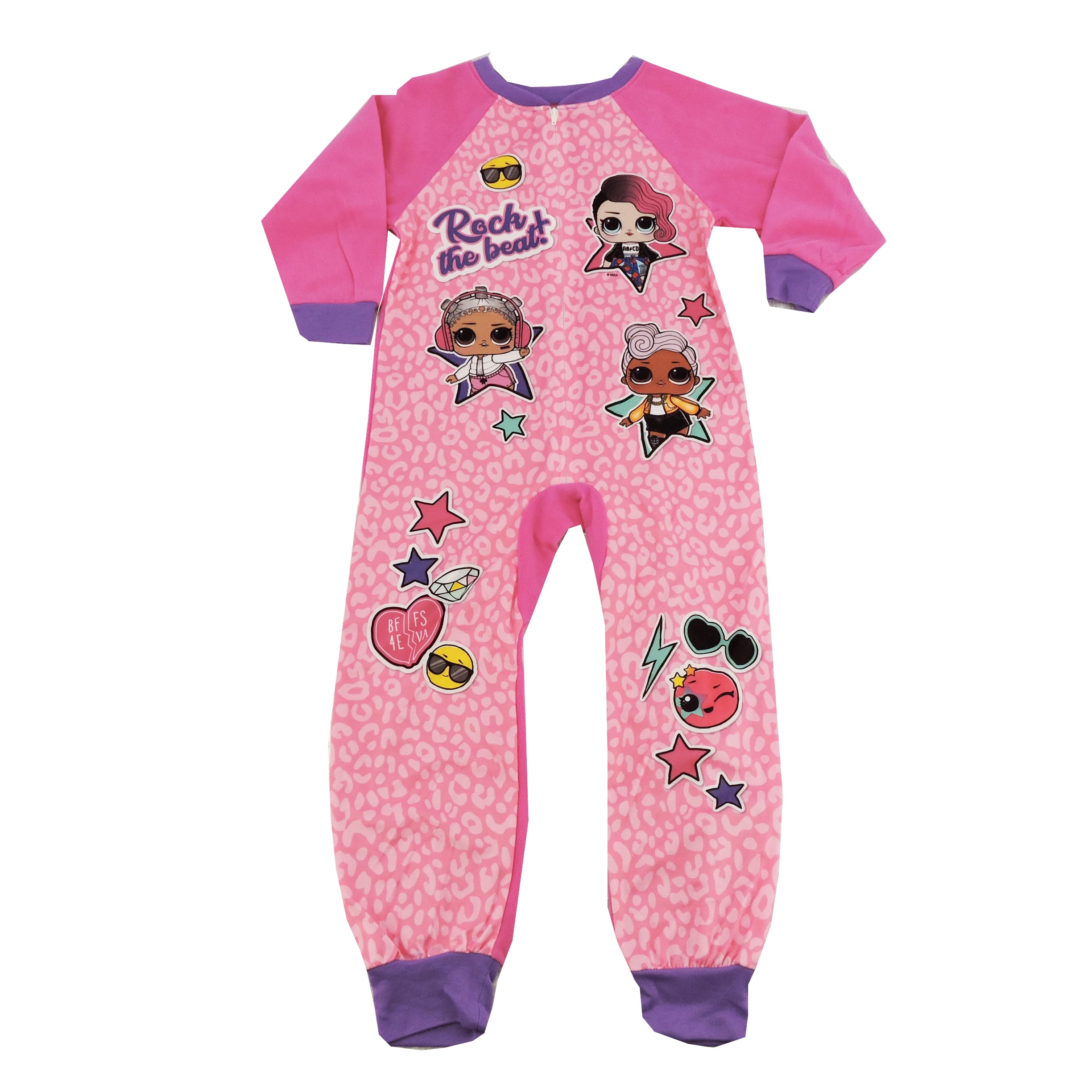 L.O.L. Surprise! Girls' Cheetah Pattern Onesie Pajama in Pink, Size 4 ...