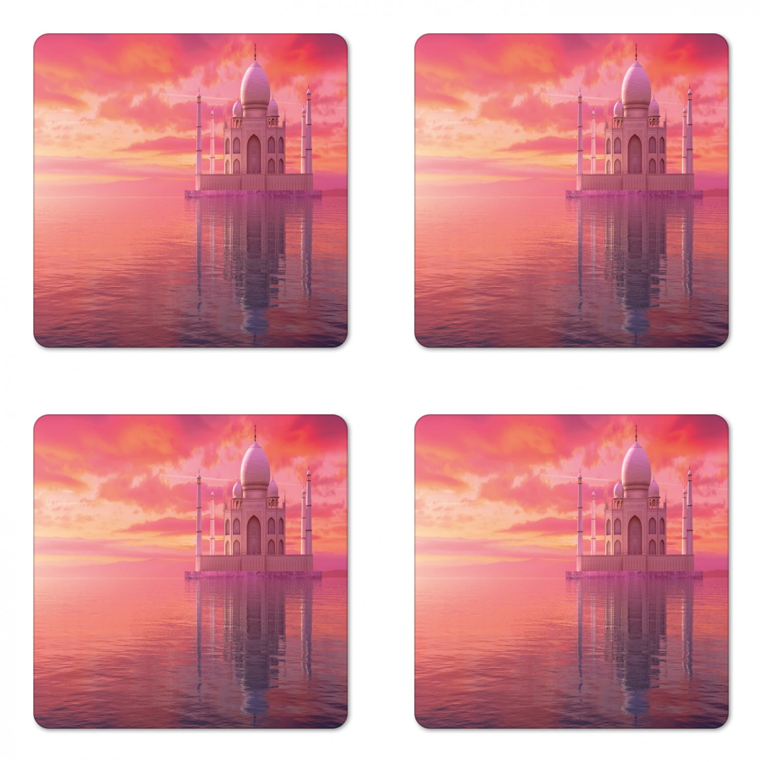 Travel Coaster Set of 4, Romantic Display of the Famous Taj Mahal ...