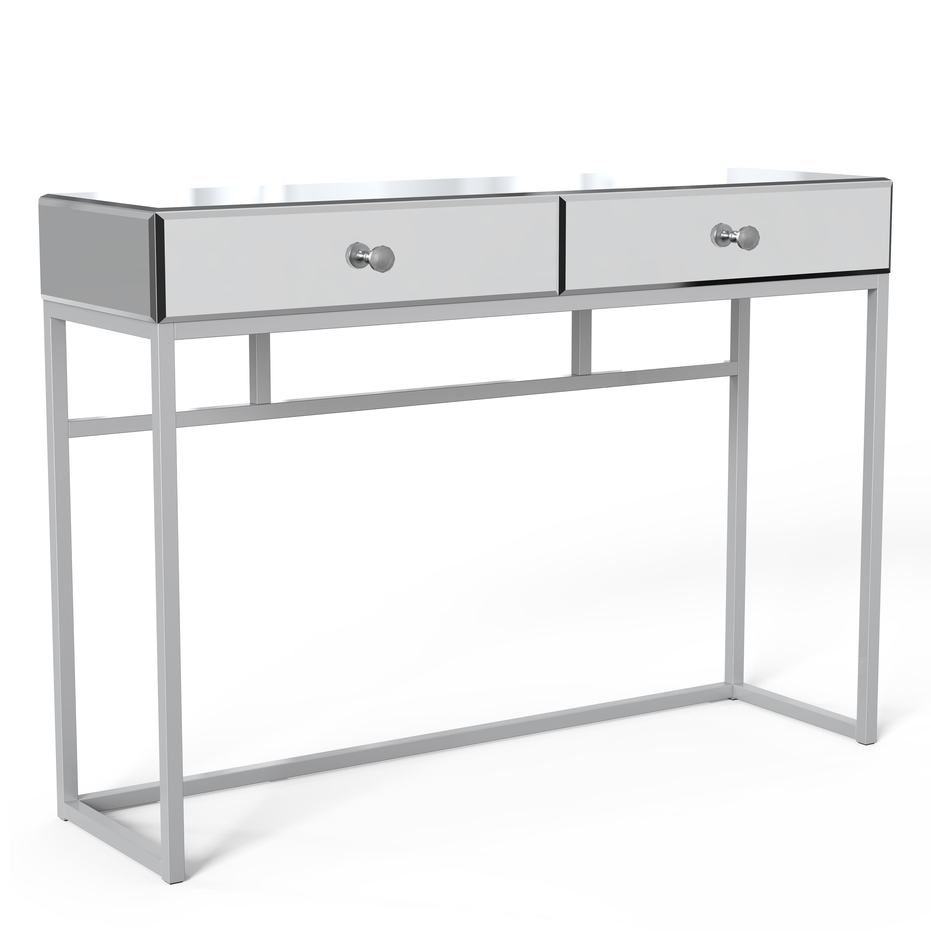 Dressing Table Mirrored Console Table 2 Drawers Silver Makeup Vanity ...
