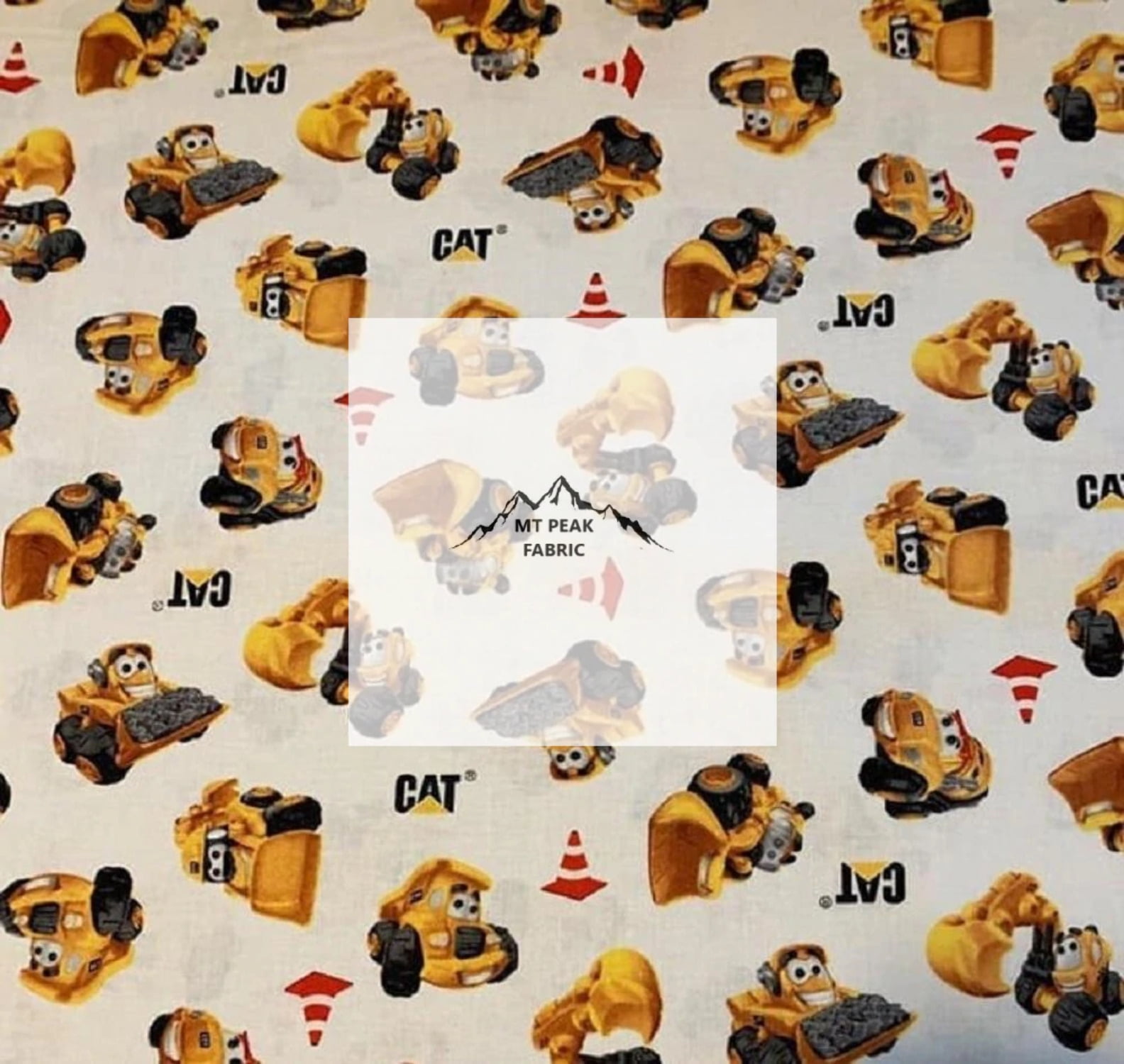 CAT? Building Crew Wigglers Equipment White Cotton Fabric - Walmart.com