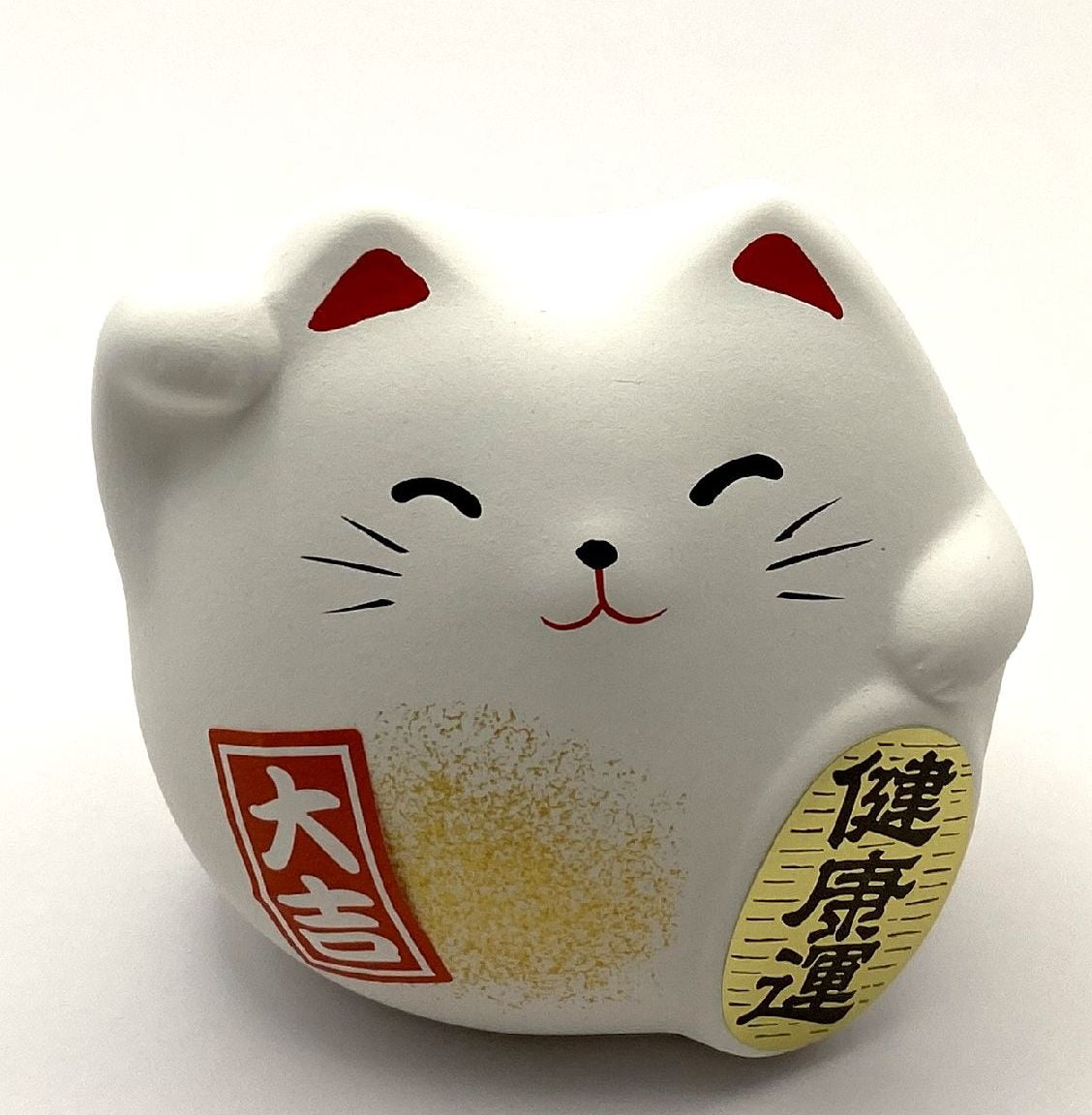 White Maneki neko Japanese Ceramic Lucky cat Good Luck Banko ware ...